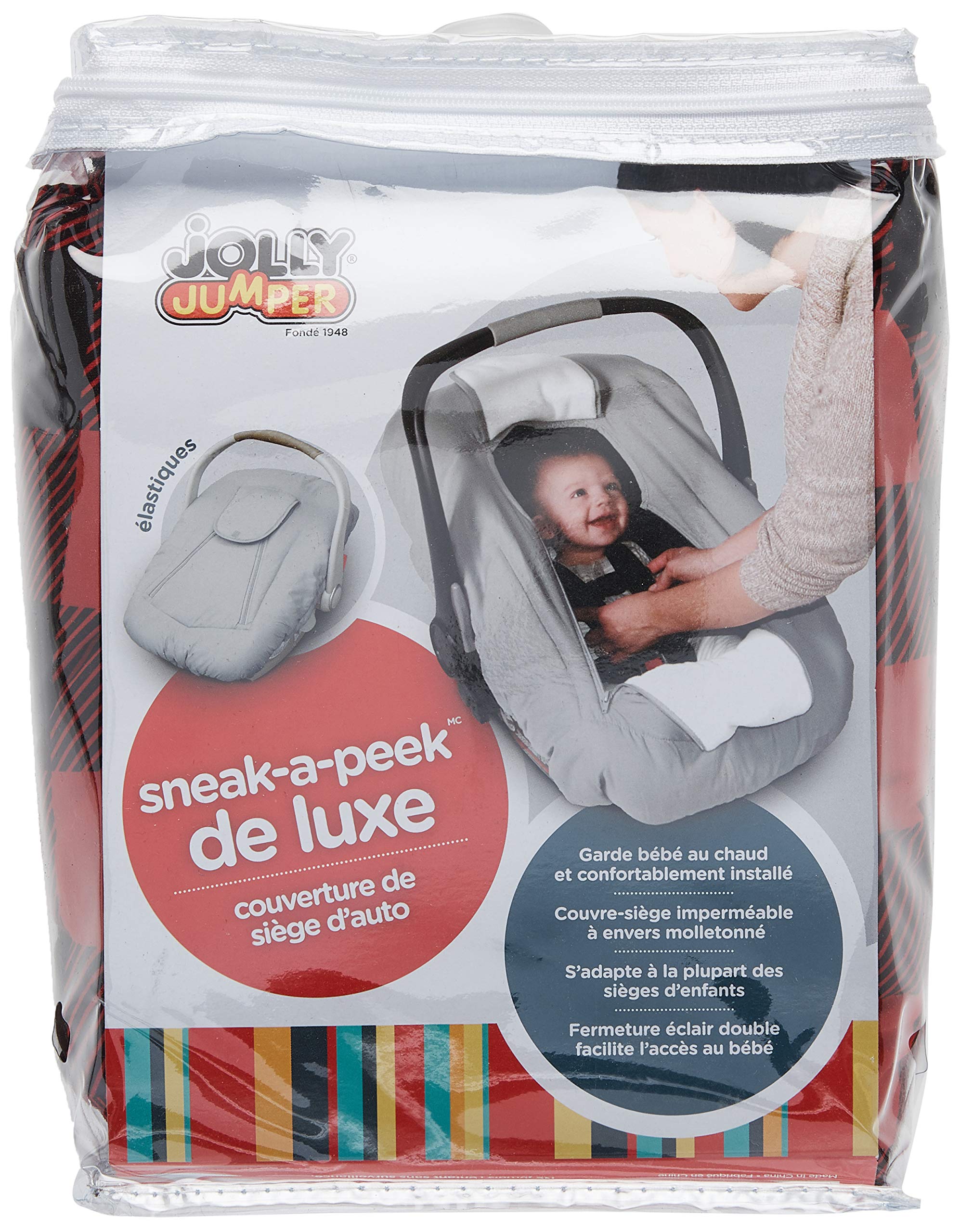 Jolly Jumper Car Seat Deluxe Cover Sneak-A-Peek - Red/Black Check