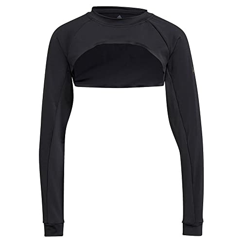 adidas Women's Primeblue Aeroready Marimekko Tennis Shrug, Black/Gold Metallic, X-Large