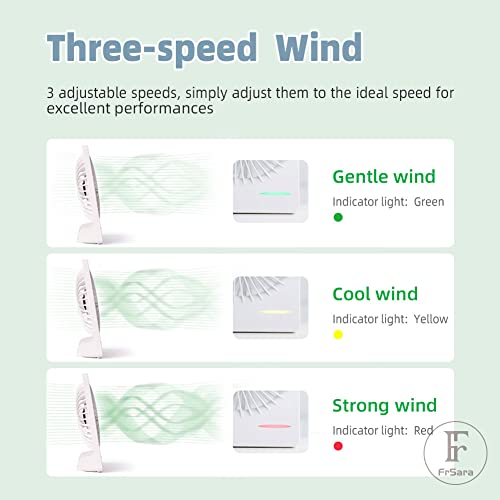 FrSara Fan USB Desk Personal Fan, 4.5Lnch,Long Battery Life, Quiet Portable Mini Table Fan, Three Wind Speed Adjustment, Small Portable and Personal Fan Perfect for Use in Home, Office, Desktop
