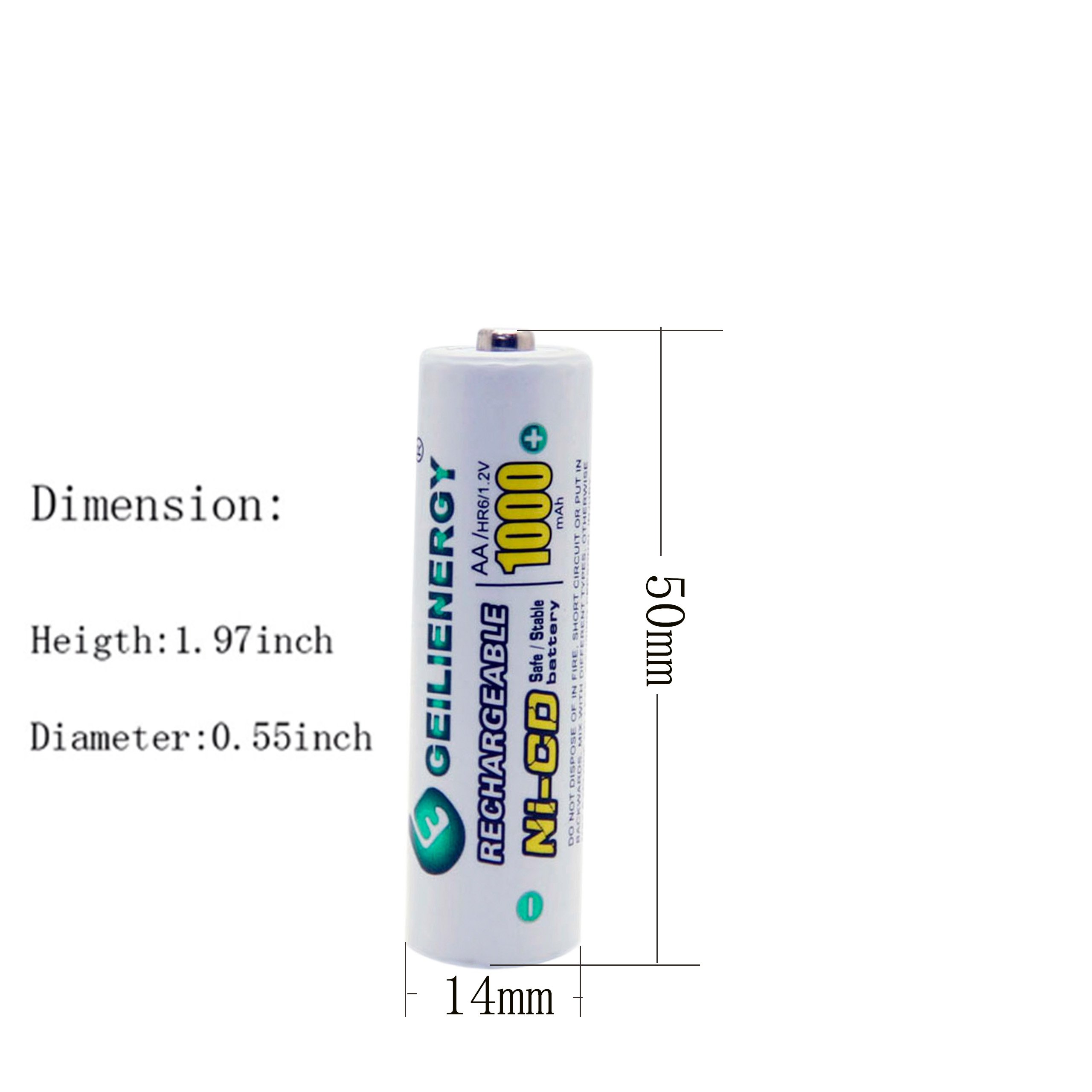 GEILIENERGY Solar Light AA Ni-CD 1000mAh Rechargable Batteries,AA Rechargeable Batteries for Solar Lights Solar Lamp(Pack of 8)