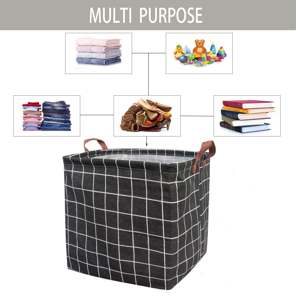 BOOHIT Square Storage Box Basket,Canvas Fabric Toy Collapsible Storage Organizer Bin,PE Waterproof Storage Box,Laundry Basket for Kid Rooms,Playroom,Shelves,Toy Basket,Gift Basket(Fox Christmas Tree)