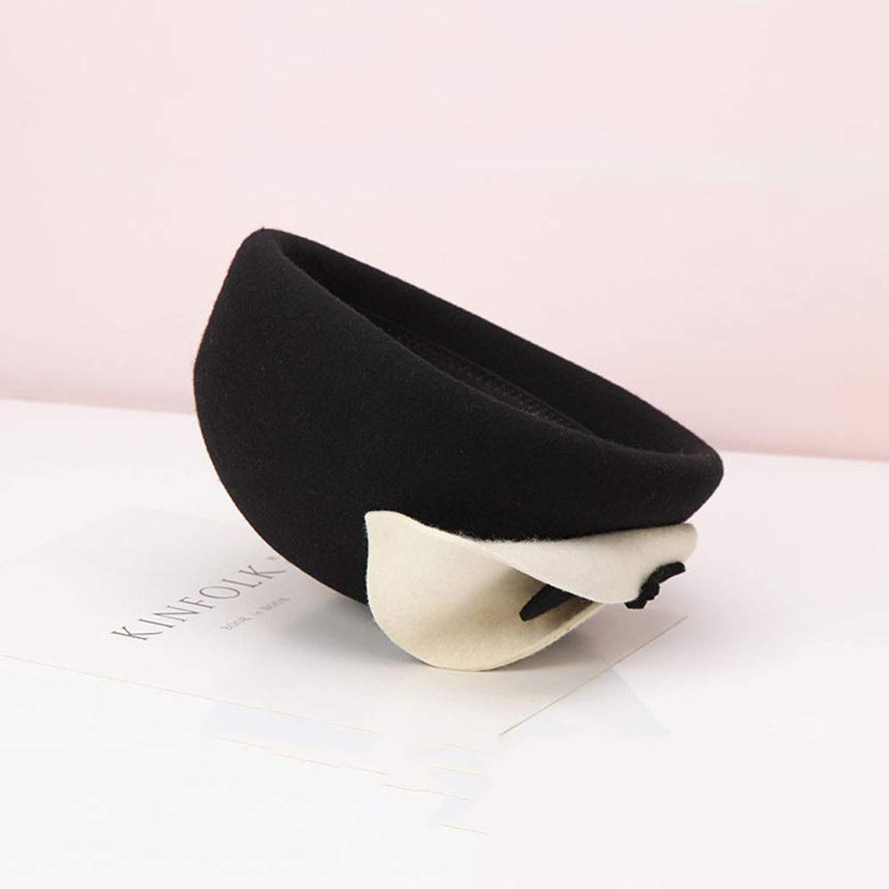 AFLHYJK Beret Hat Women Winter Hat Camel White Flower Wool Felt Pillbox Hat Lady Party Wedding Church Dress Hat