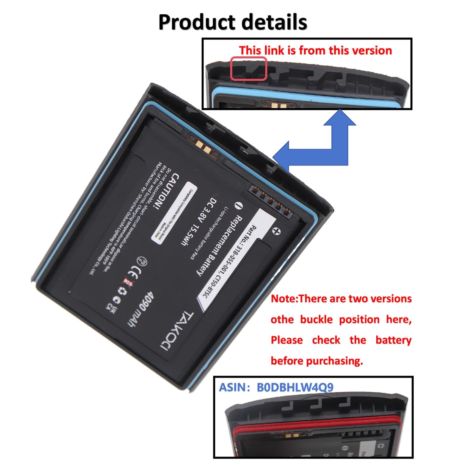 Youejoeq Replacement for Honeywell CT45 CT45XP CT40XP configurations with Metal Battery Latch Button,Fits Part NO.CT50-BTSC 318-055-067 318-055-H67 318-055-D67 Barcode Scanner