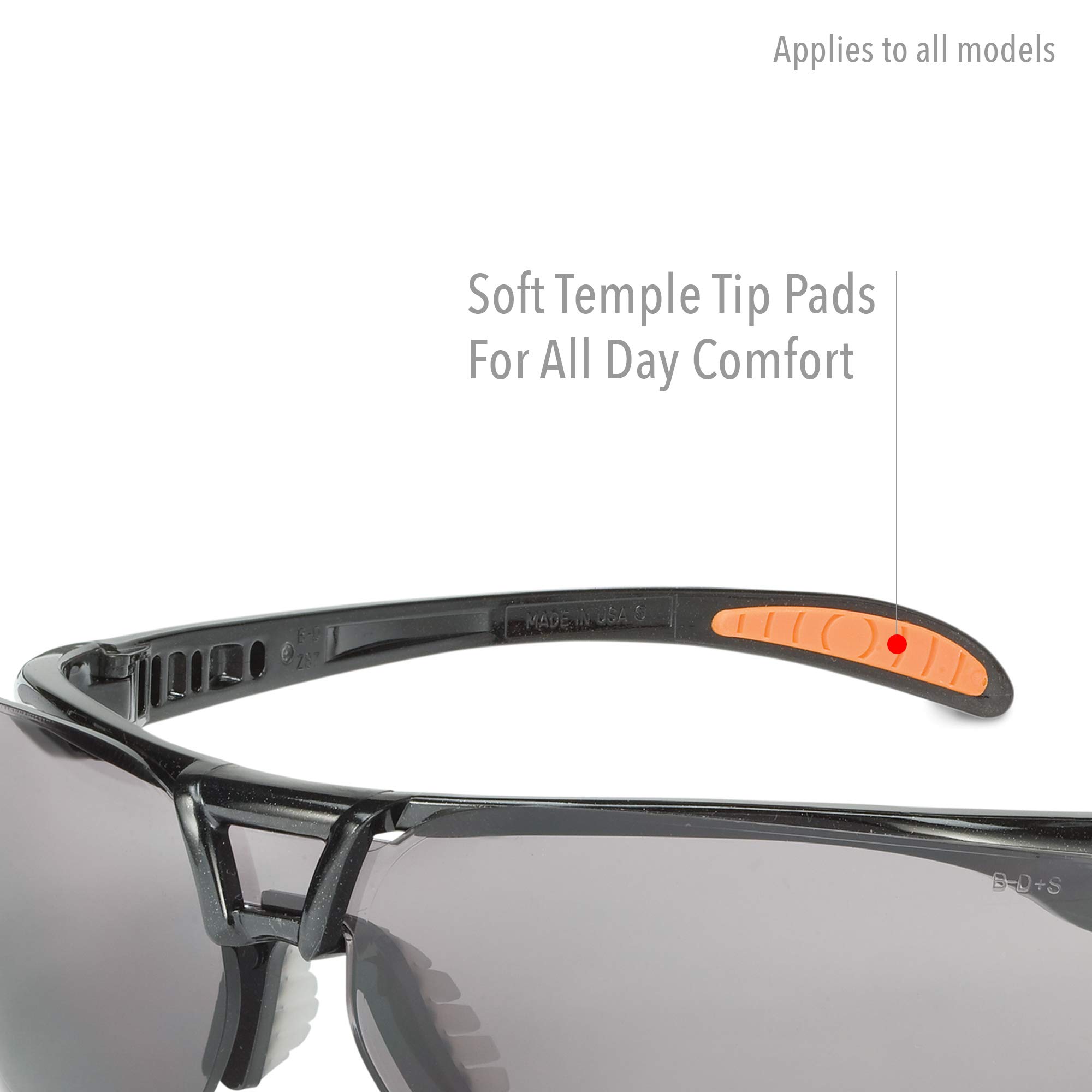 Honeywell Uvex Ademco by Protégé Safety Glasses, Metallic Black Frame with Clear Lens & Ultra-Dura Anti-Scratch Hardcoat (S4200-H5)