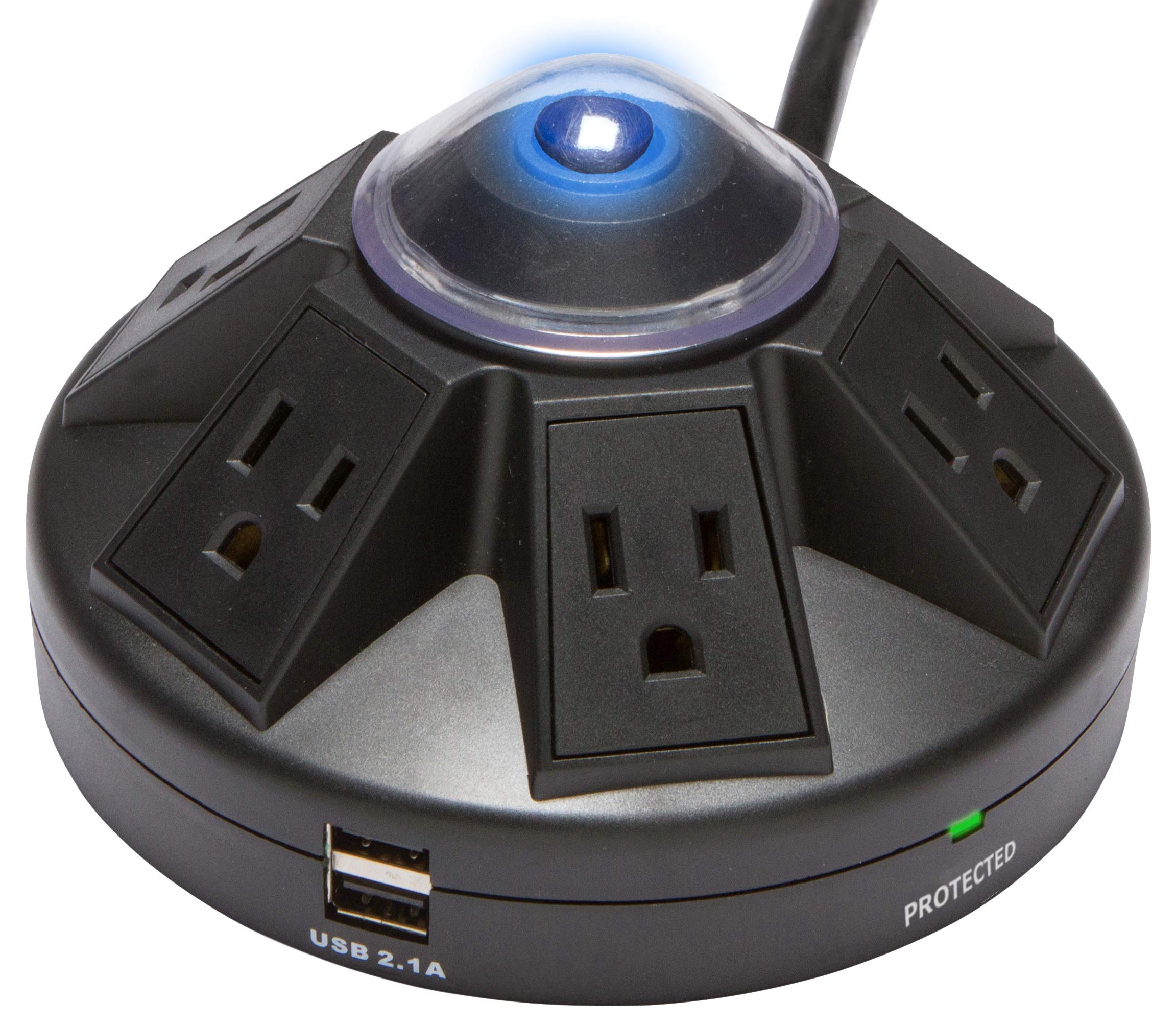 Accell Power Air - Surge Protector and USB Charging Station - Black, 6 ft (1.8 m) (D080B-048B)