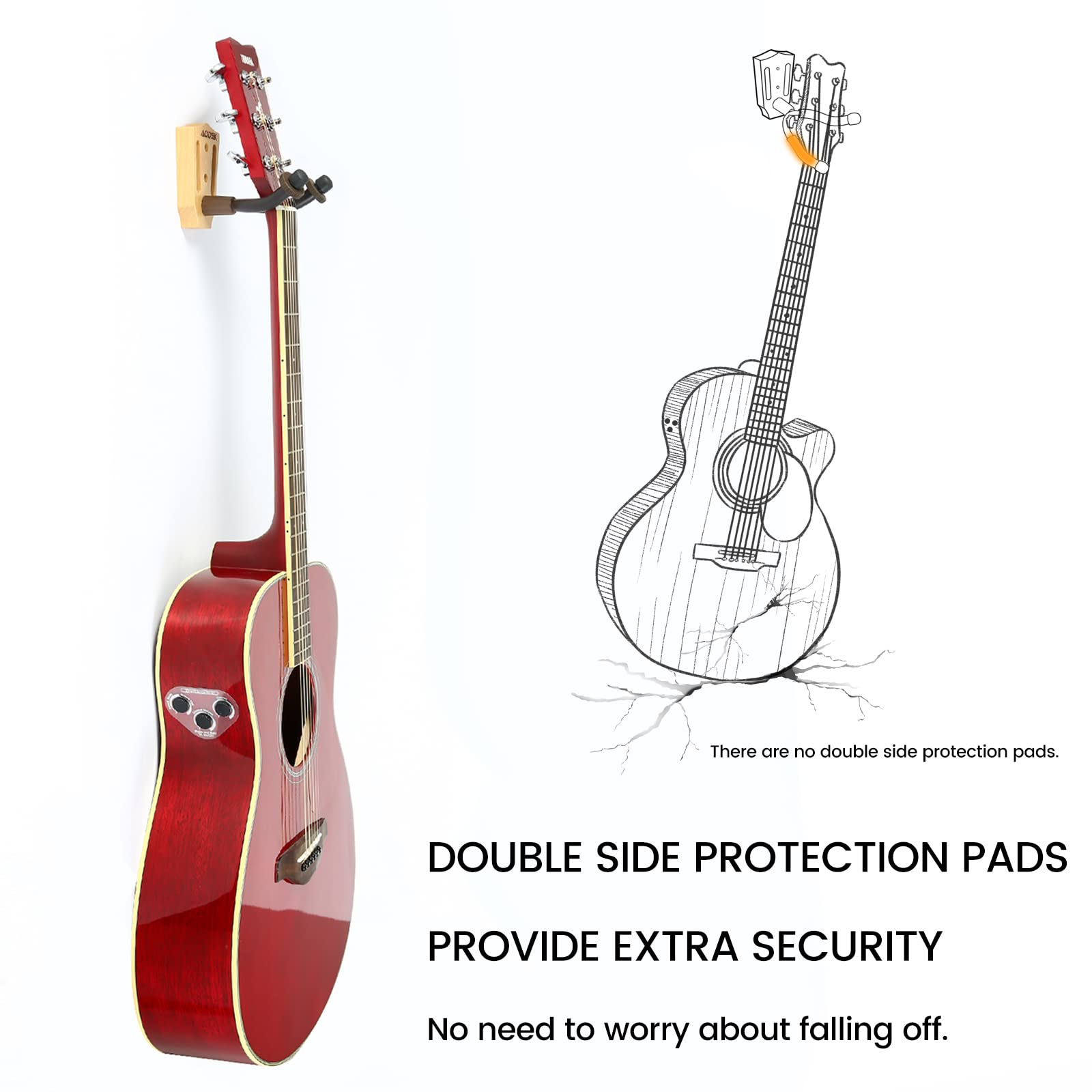 AODSK Guitar Wall Mount Guitar Wall Hanger Hook Hardwood Guitar Holder Bass Electric Acoustic Ukulele Bracket Guitar Hanger (Beech[Guitar Type])