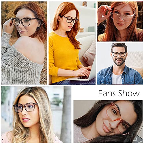 ANDWOOD Blue Light Blocking Glasses Women Men 6 Pack Computer Fashion Nerd Bluelight Blocker Frame Square Oversized Big