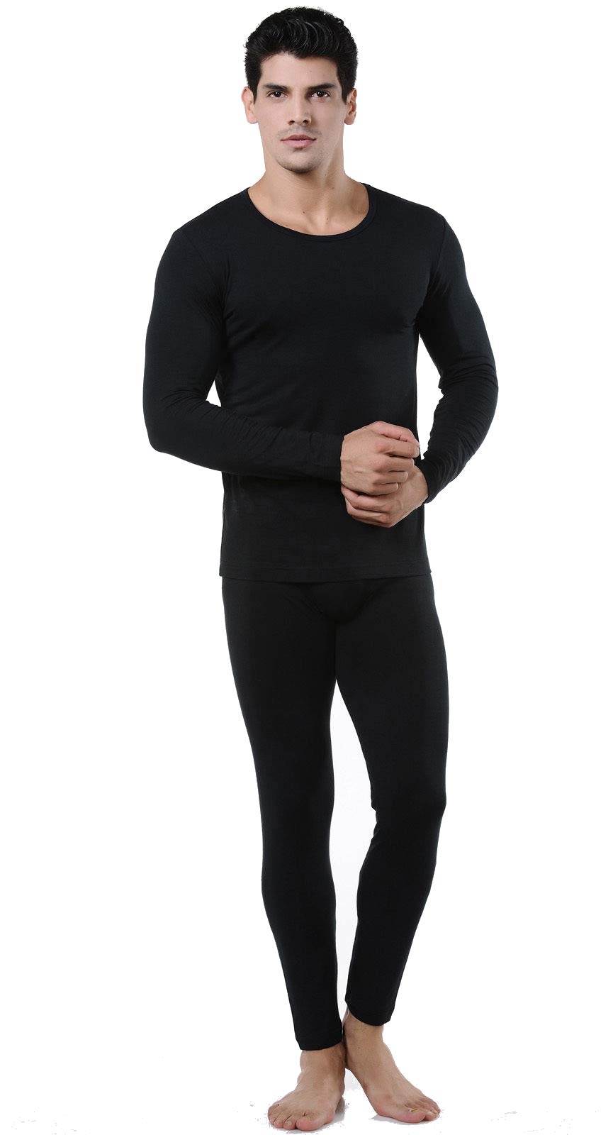 9M Men's Ultra Soft Thermal Underwear Base Layer Long Johns Set with Fleece Lined, Black, Small