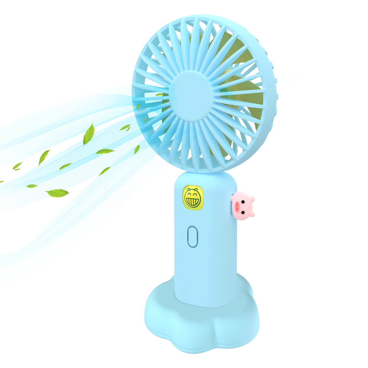 Flyalcon portable fan, handheld mini fan rechargeable, 3 adjustable speed portable mister for outdoors, Personal fan of exquisite fashion for travel, outdoor hiking (blue)