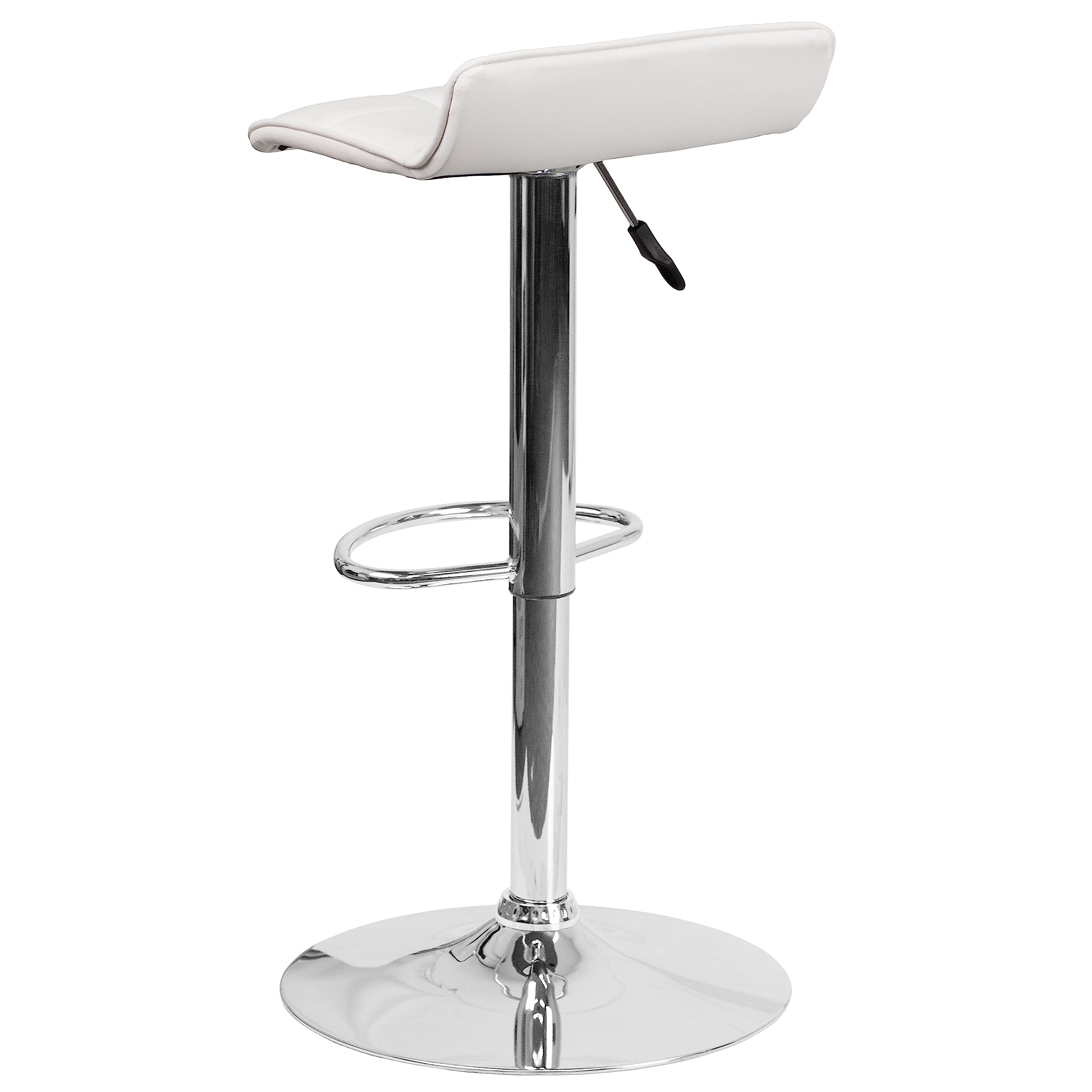 Flash Furniture Maurice 26'' High Cherry Wood Counter Height Stool with Arms, Carved Back and Black LeatherSoft Swivel Seat