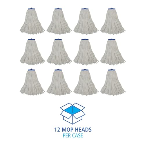 Boardwalk Cut-End Lie-Flat Wet Mop Head, Rayon, 16oz, White, 12/Carton