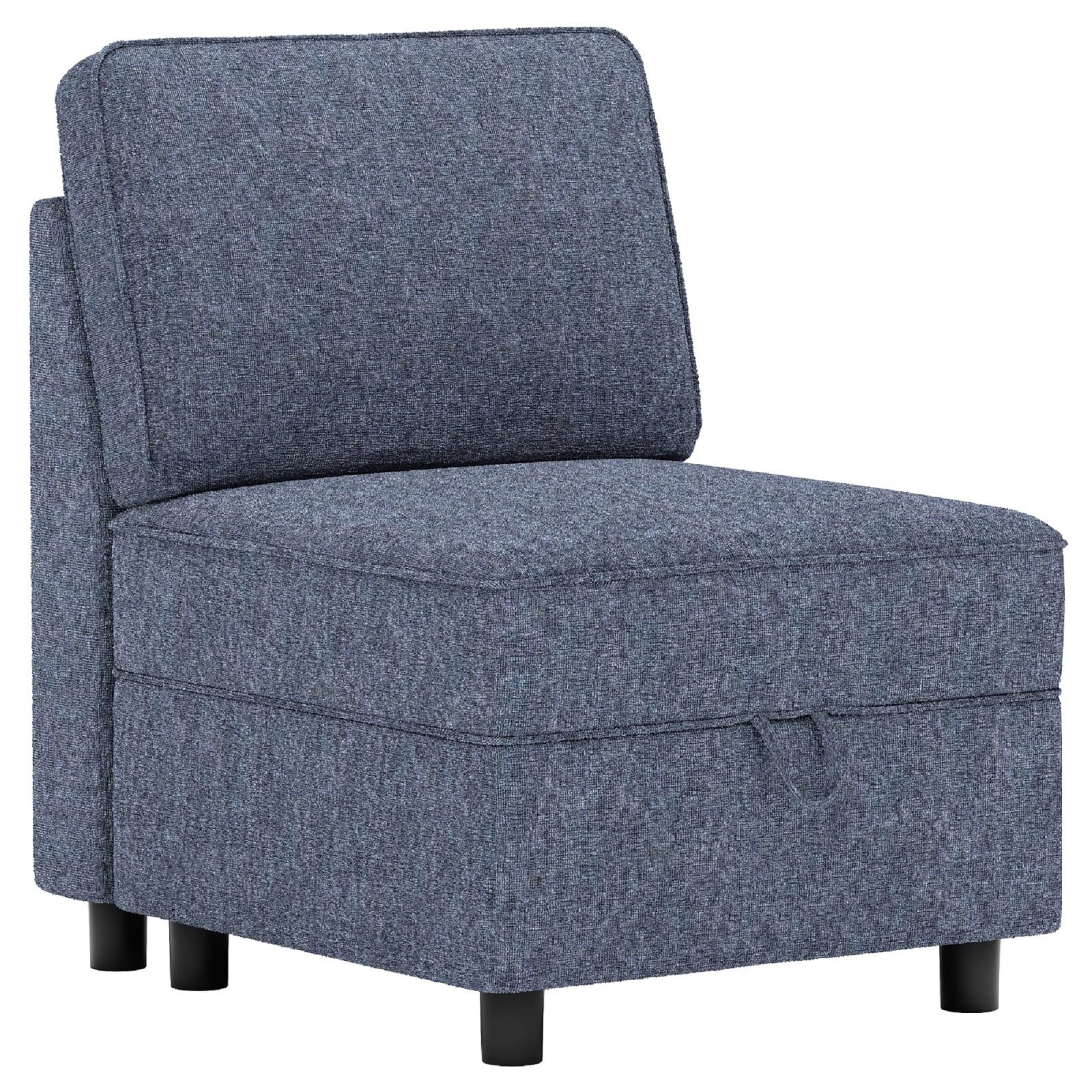 beyond SMART Middle Module for Modular Sectional Sofa, Customizable Sectional Sofa Couch，Accent Armless Chair with Storage Seat, Sectional Couches for Living Room,Navy Blue
