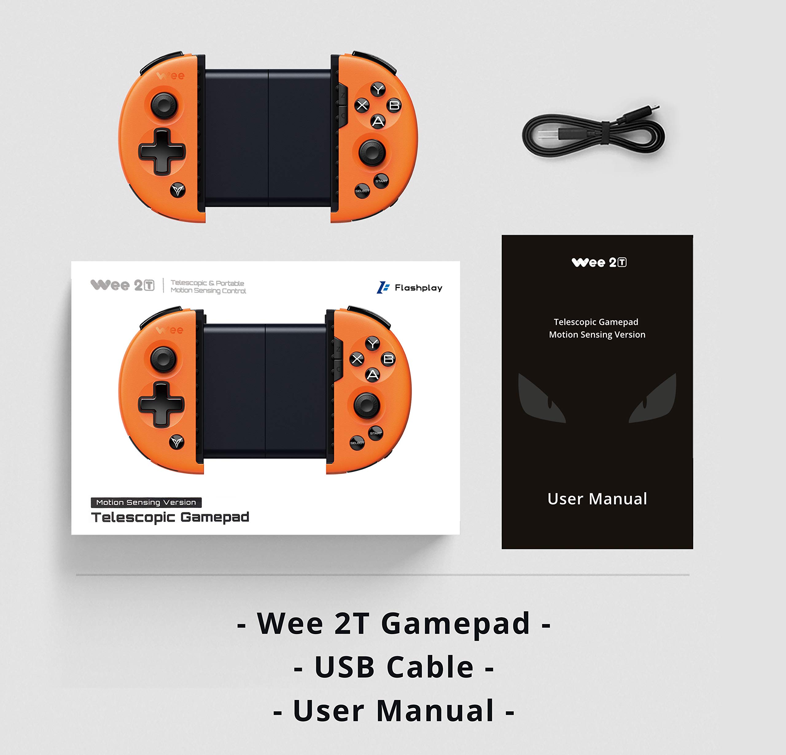 FLYDIGI Wee2T Mobile Game Controller Telescopic for Android of MOBA, Unique Tensile Design, Compatible with The Mobile of 3.5-6.3 Inch (75-165mm). Not Support iOS 13.4 and Above