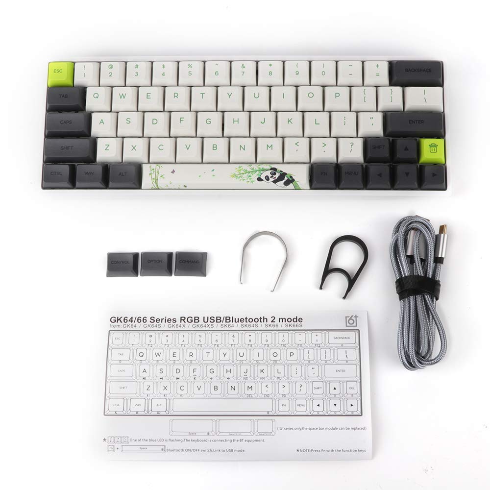 EPOMAKER SK64S Hot Swappable Bluetooth 5.1 Wireless/Wired Mechanical Keyboard with RGB Backlit, PBT Keycaps for Win/Mac/Gaming (Gateron Optical Yellow, Panda)