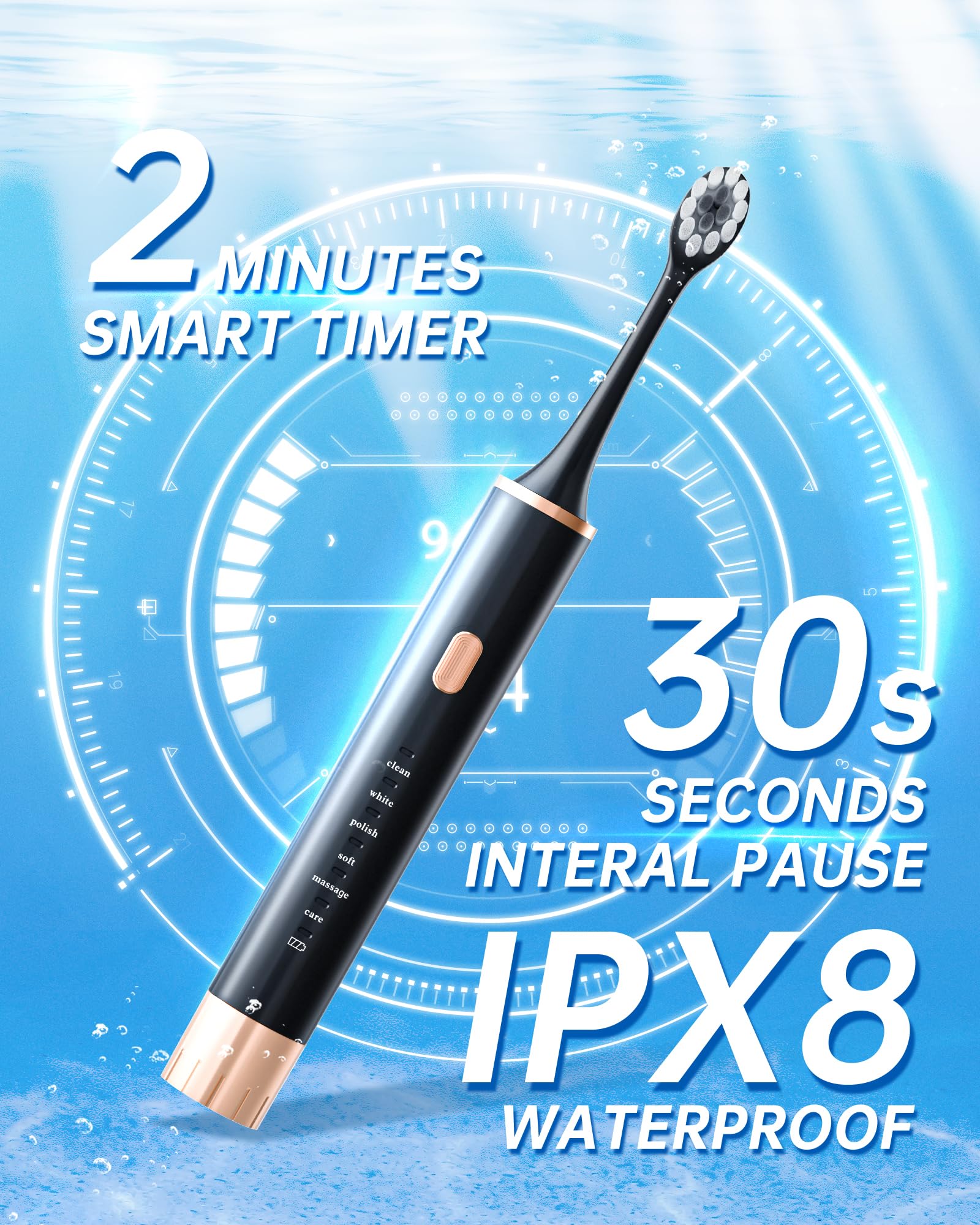 Aneebart Sonic Electric Toothbrush 2 Pack,Electric Toothbrush for Adults,Travel Electric Toothbrush Includes 12 Brush Heads,IPx8 Waterproof (Black & White )