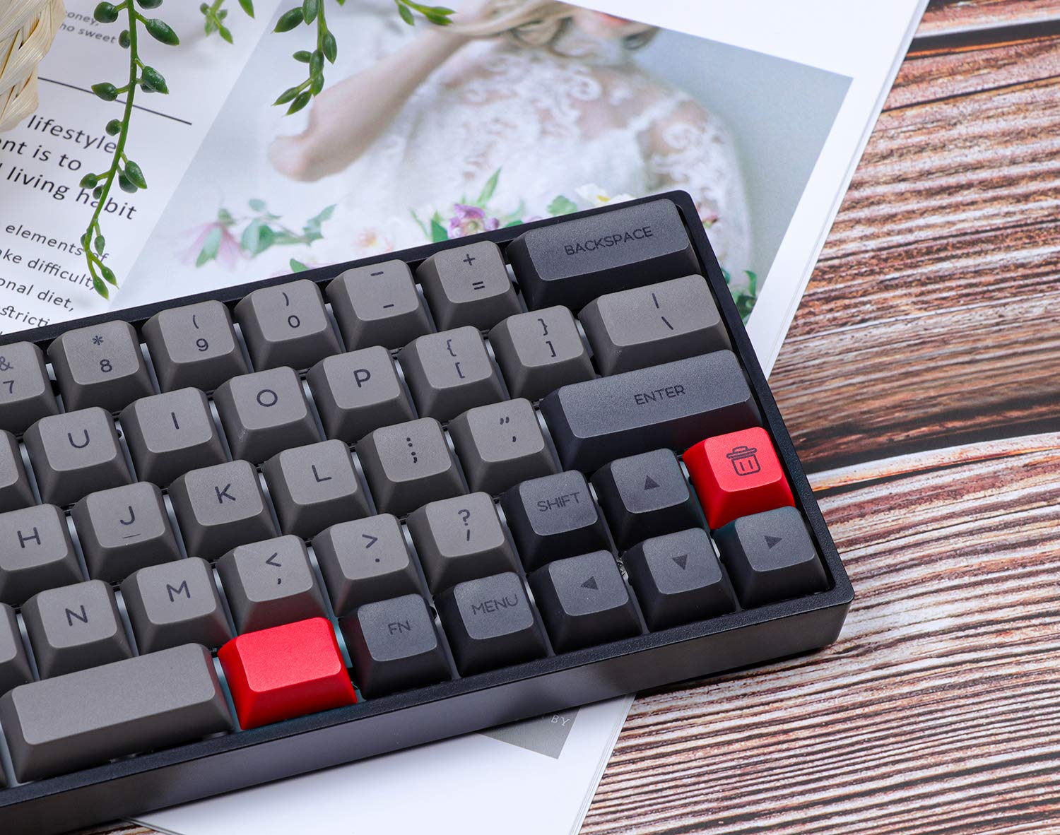 EPOMAKER SK66 60% Keys Wired Gateron Optical Mechanical Gaming Keyboard with RGB Backlight and PBT Heat Sublimation Keycaps (Gateron Optical Red, Grey Black)