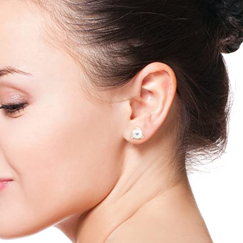 Angara Women's 14k Yellow Gold Pearl Studs Earrings