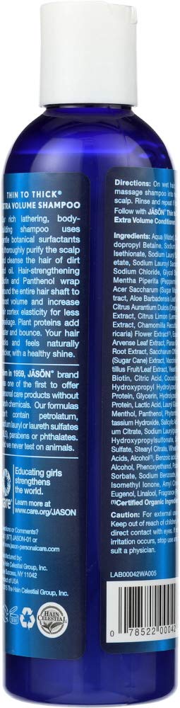 Jason Thin-To-Thick Extra Volume Shampoo 8 oz (Pack of 3)