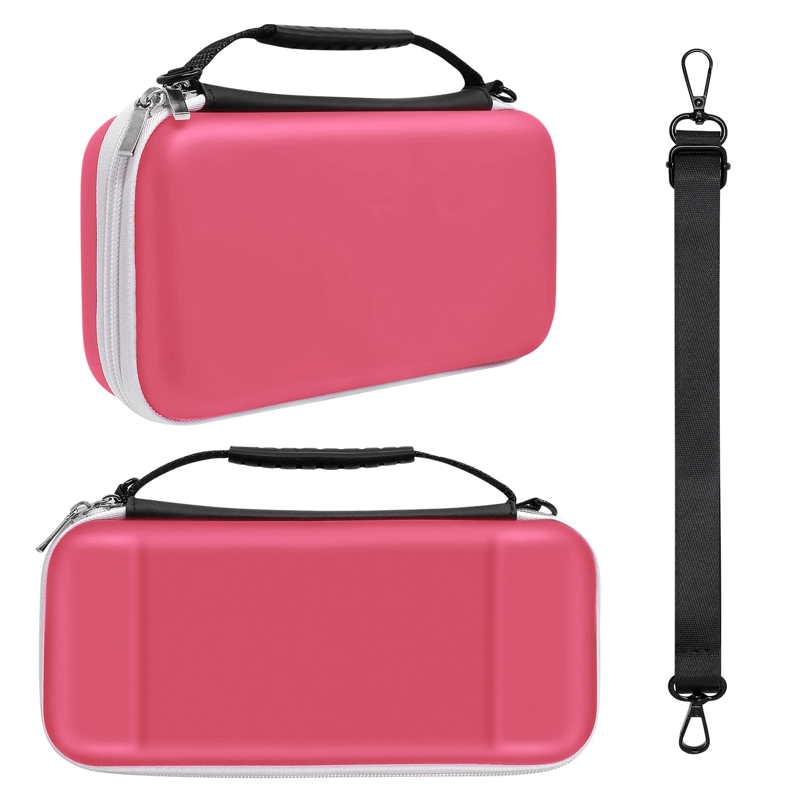 Accessories Bundle for Nintendo Switch OLED Model,Carrying Case with Card Slots,PC Protector Case for Console,TPU Cover for Joy Con,Tempered Glass Screen,Joystick Cap,Console Playstand for OLED (Pink)