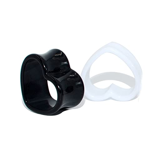 Aokarry Ear Plugs Tunnels, 25mm Acrylic Hollow Heart Shape Expander Stretcher Piercing Jewelry, 1 inch, Black