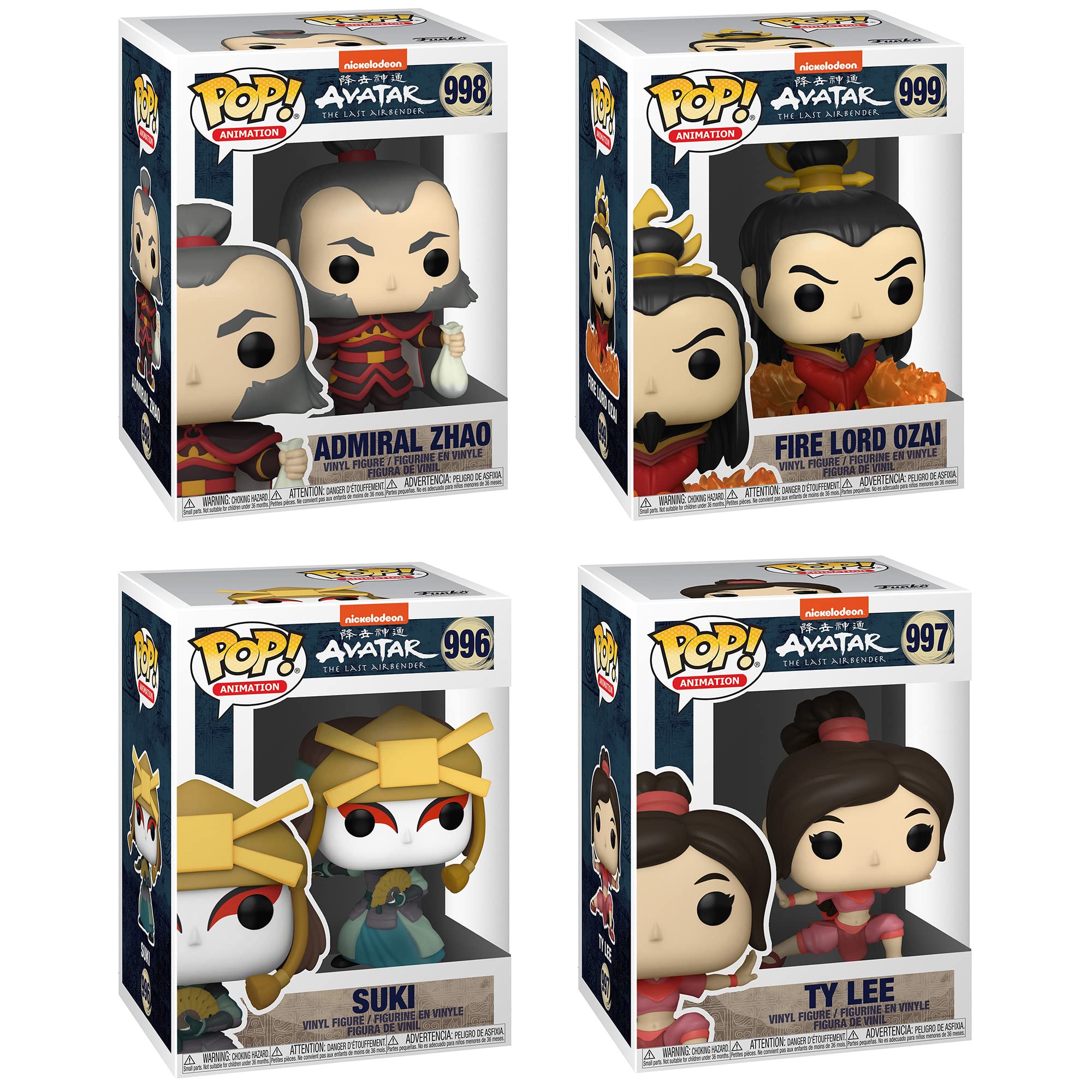 Funko POP! Animation Avatar The Last Airbender Collectors Set - Admiral Zhao, Fire Lord Ozai, Suki, and Ty Lee