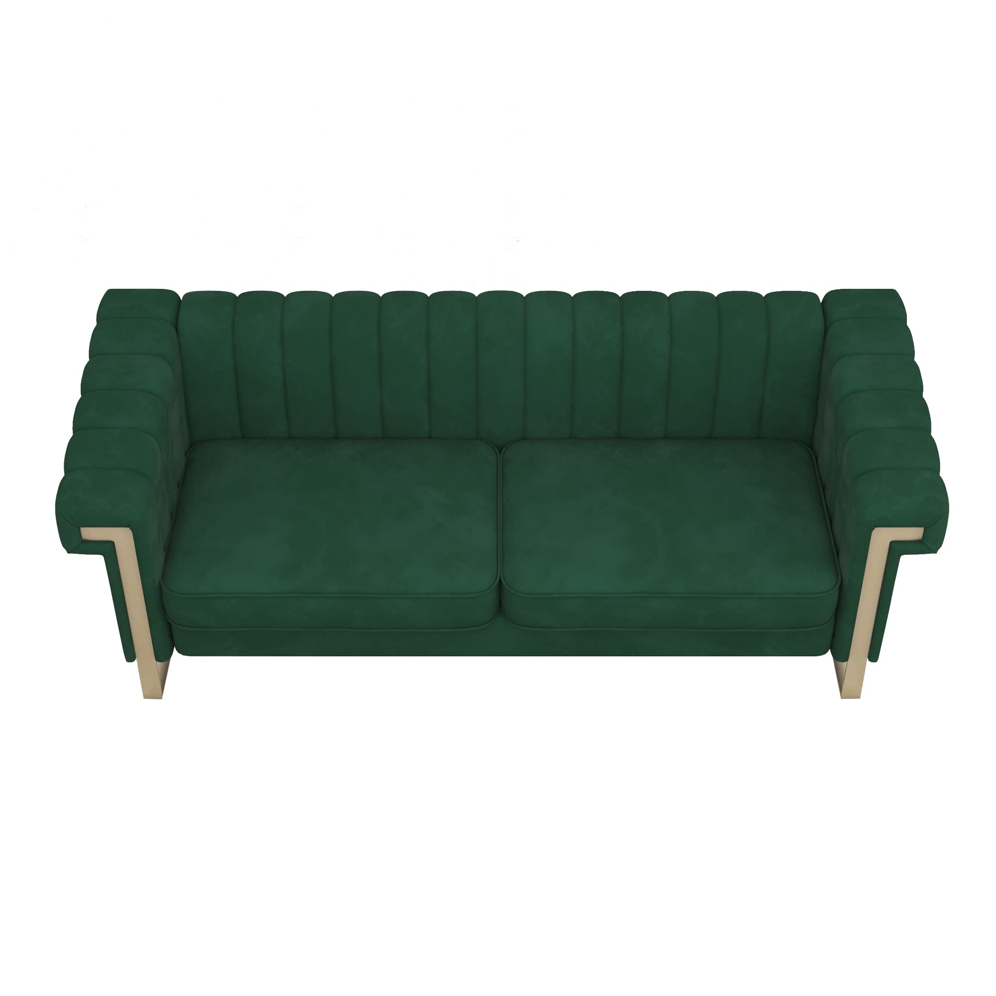 MGH Modern Velvet Sofa,Channel Tufted Velvet Sofa Couch with Stainless Steel Base and Comfortable Cushion,83.86“ Lx 30.71“ Wx 30.51“ H (Green)