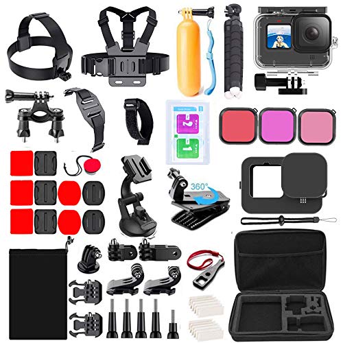 Accessories Kit for GoPro Hero 9 Hero 10 Black with Waterproof Housing Case Travel Case Screen Protector Filter licone Sleeve Accessory Set for GoPro Hero 9 Hero 10