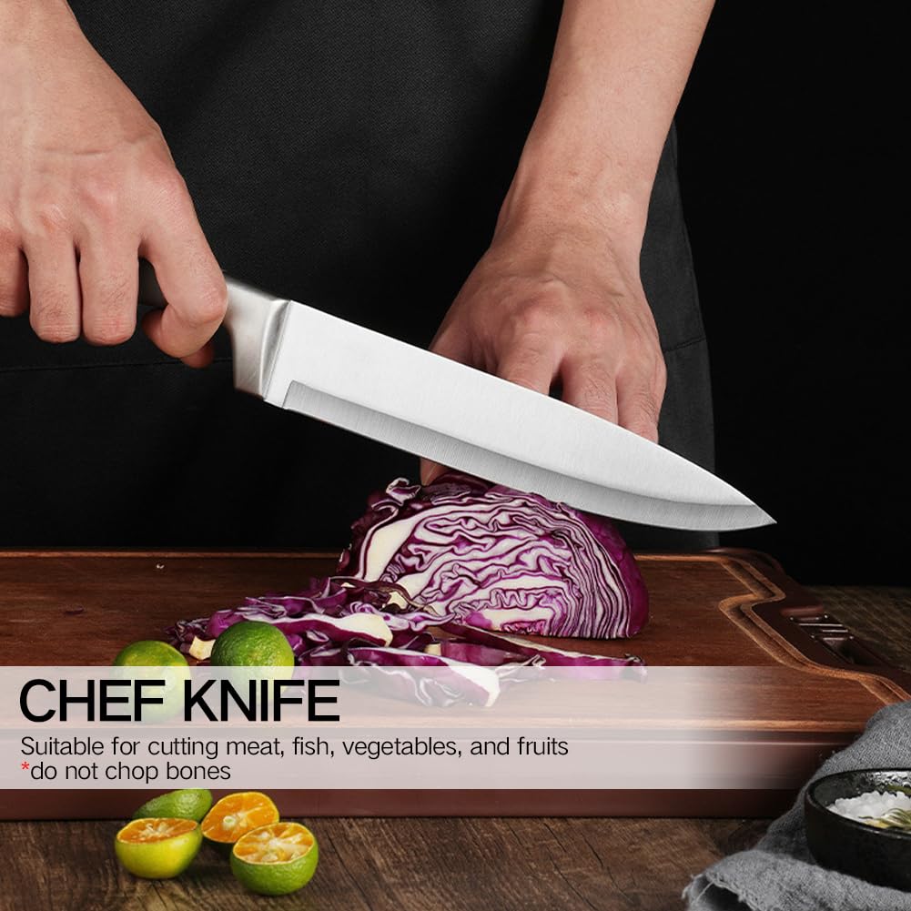 BFYLIN 3PCS Professional Chef Knife Set, Sharp Japanese Kitchen Knife, German High Carbon Stainless Steel 8 inch chef's knives, 8 inch slicing knife,5 inch Knife Utility Knife (3PCS-Pink)