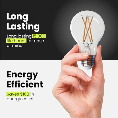 Feit Electric LED Clear A19 Medium Base Light Bulb - 60W Equivalent - 15 Year Life - 810 Lumen - 3000K Bright White - Dimmable | 4-Pack