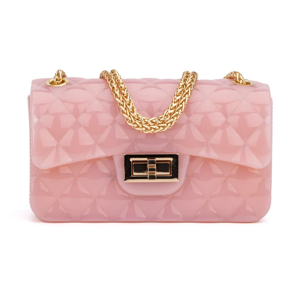 Olivia Miller Women's Fashion Finn PVC Jelly Pink Gradient Pattern Small Crossbody Bag w Convertible Strap, Evening Everyday Casual Work Purse Handbag