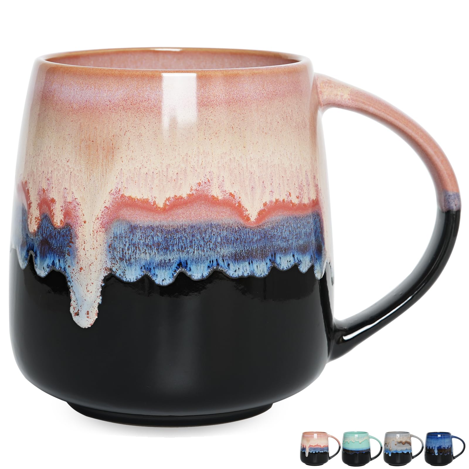 Bosmarlin Extra Large Ceramic Coffee Mug, 23 Oz, Microwave and Dishwasher Safe, Big Oversized Tea Cup, Reactive Glaze (Pink)