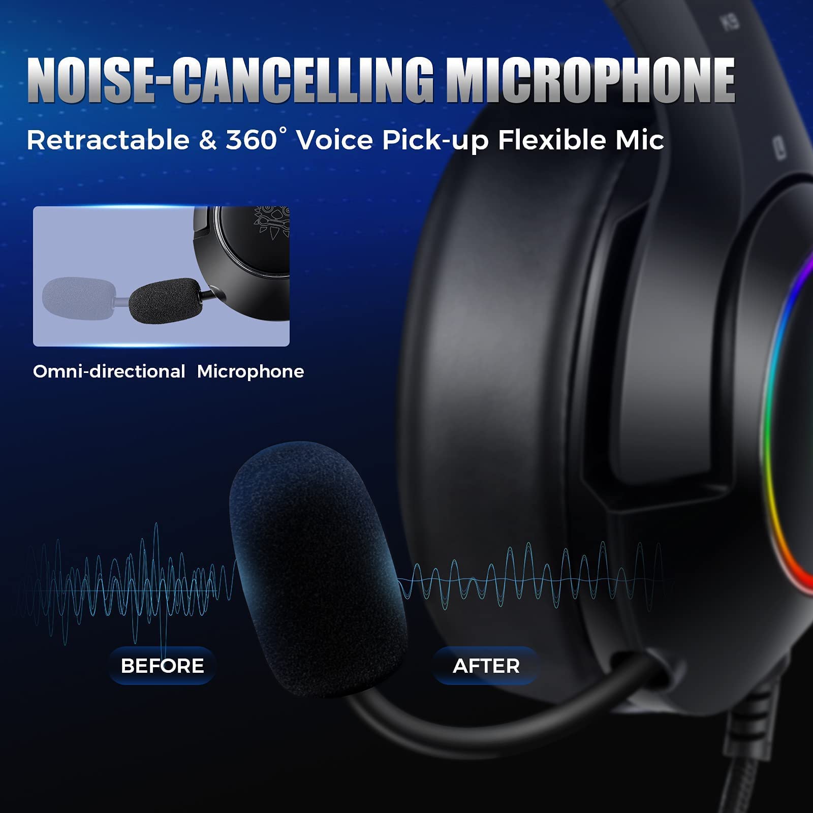 Ajsaki K9 Gaming Headset and 905 RGB Gaming Mice Bundle, 2 Pack