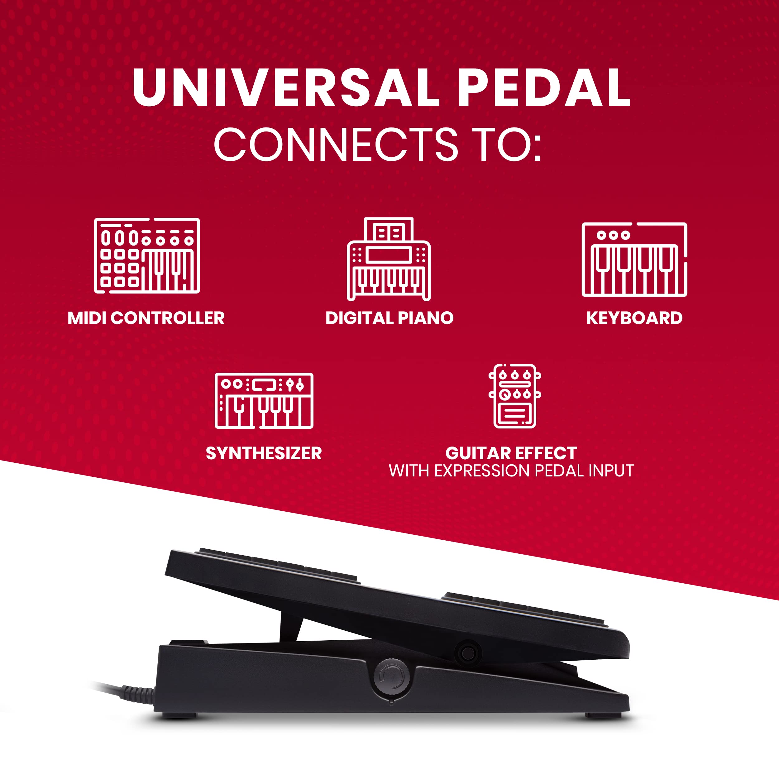 AKAI Professional Expression Pedal β Lightweight, Robust, Non Slip Pedal for MIDI Keyboard Controllers, Guitar Supported Effects, with 1.8m Cable