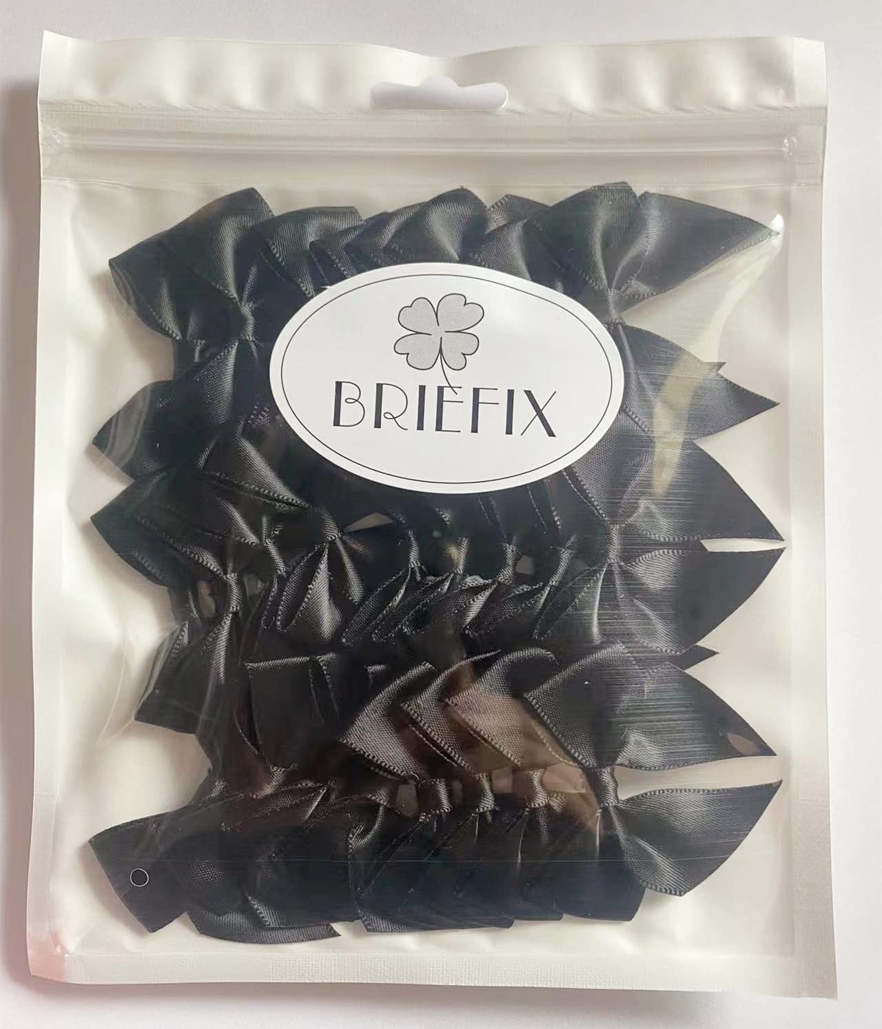 Briefix 25 Pieces Mini Satin Ribbon Bows with Removable Sticky Gel Pads (Black)