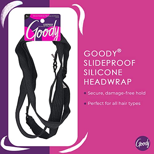 Goody Extra Thin Silicone Headwraps - 3 Count - Comfortable and Stylish Fabric Won't Pull, Snag or Damage Your Hair - Pain-Free Hair Accessories for Women, Men, Boys, and Girls