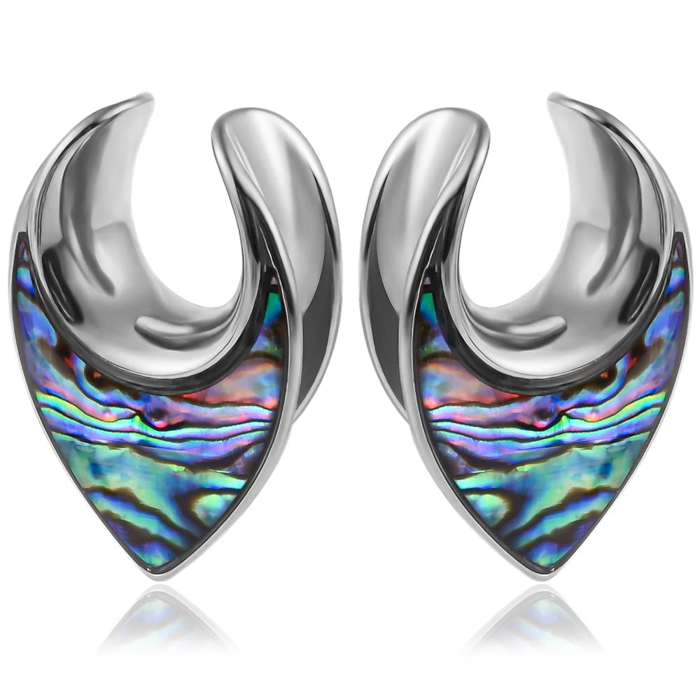 Atomhole (0g-1" Conch Shell Saddle Ear Plugs Tunnels 316 Stainless Steel Ear Gauges Hypoallergenic Earrings Expander Body Piercing Jewelry 2PCS (12mm(1/2"), Black)