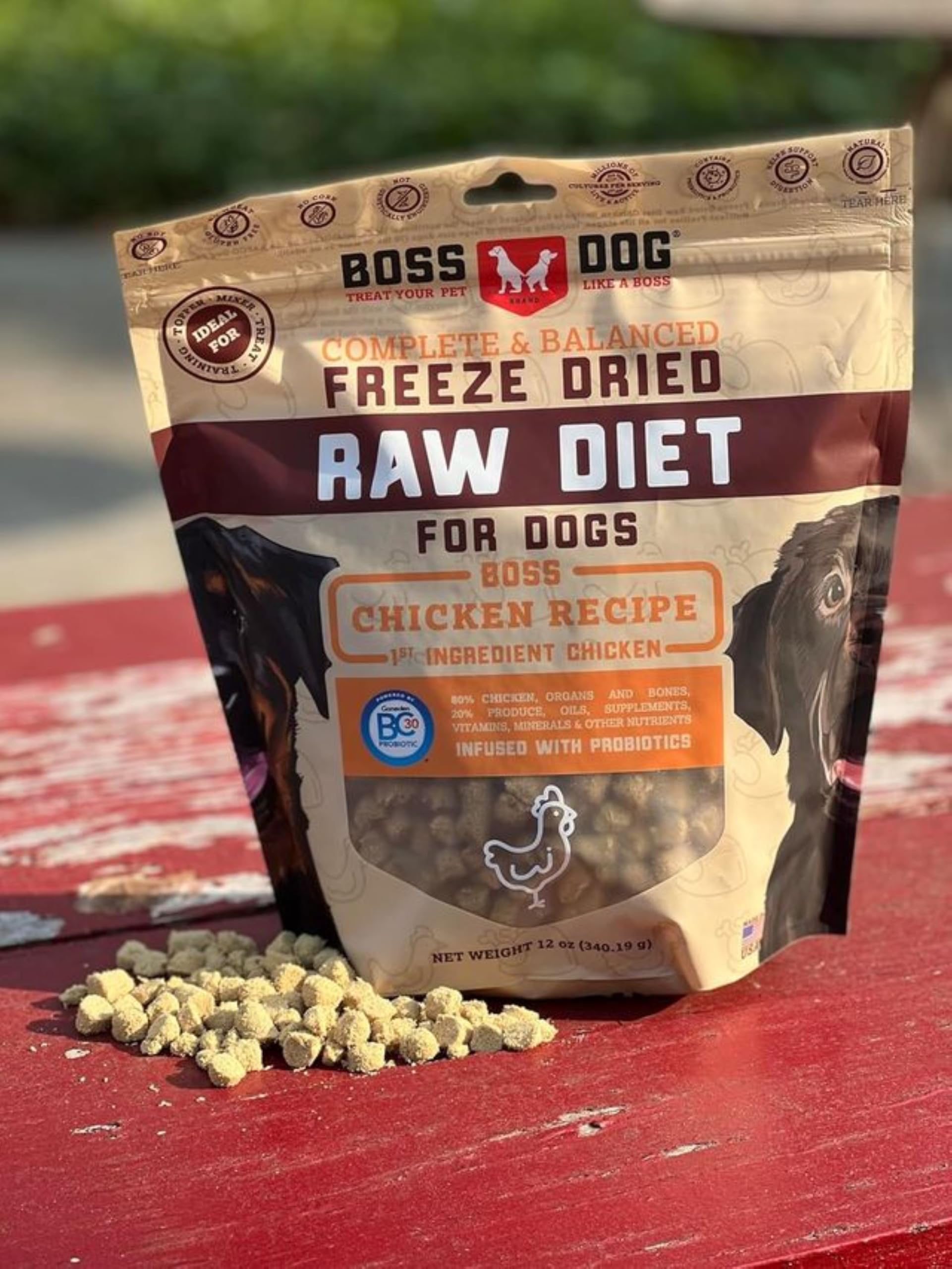 Boss Dog Complete & Balanced Freeze Dried Raw Diet for Dogs, Chicken Recipe, 12 oz Bag