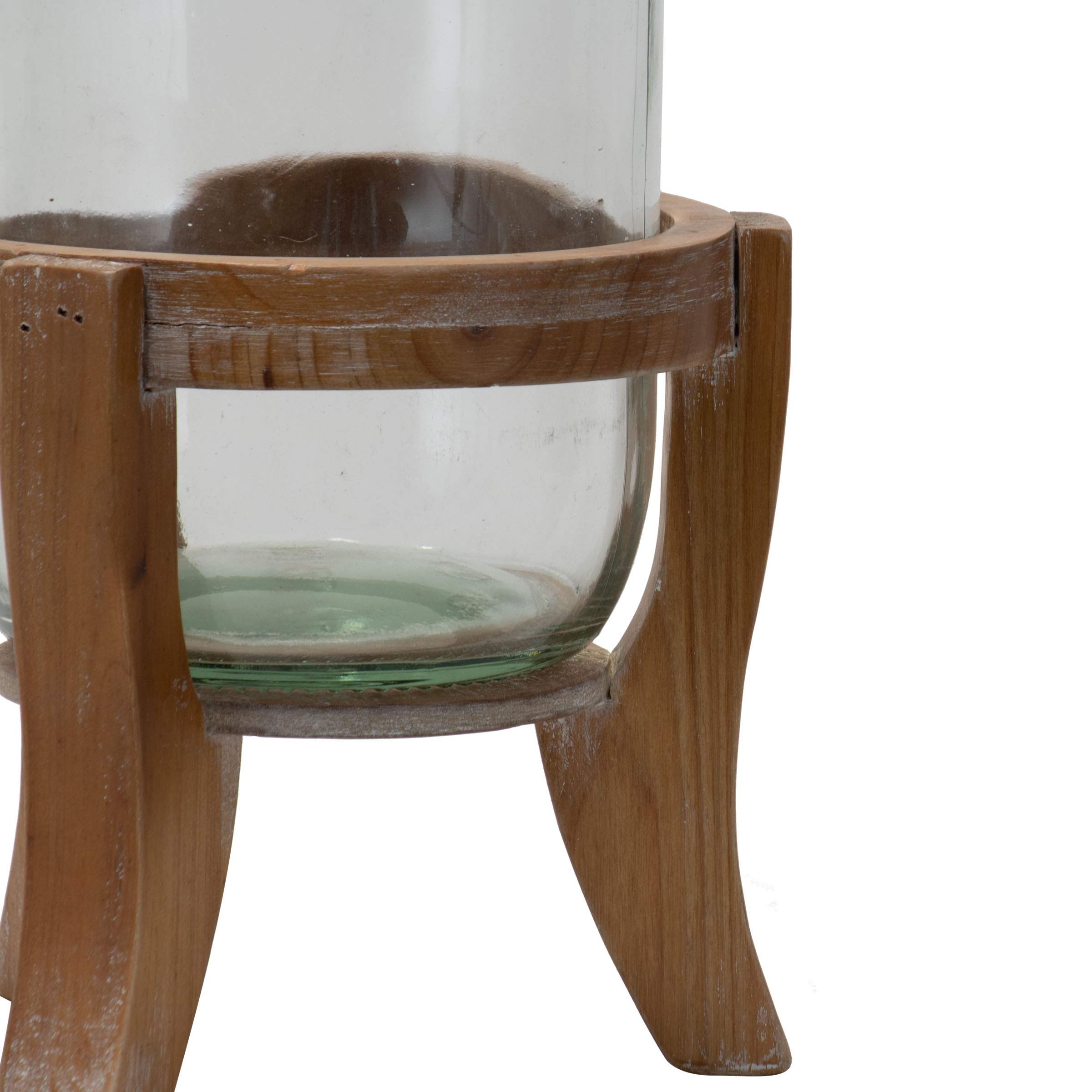 Foreside Home & Garden Glass Growler Vase with Natural Wood Stand