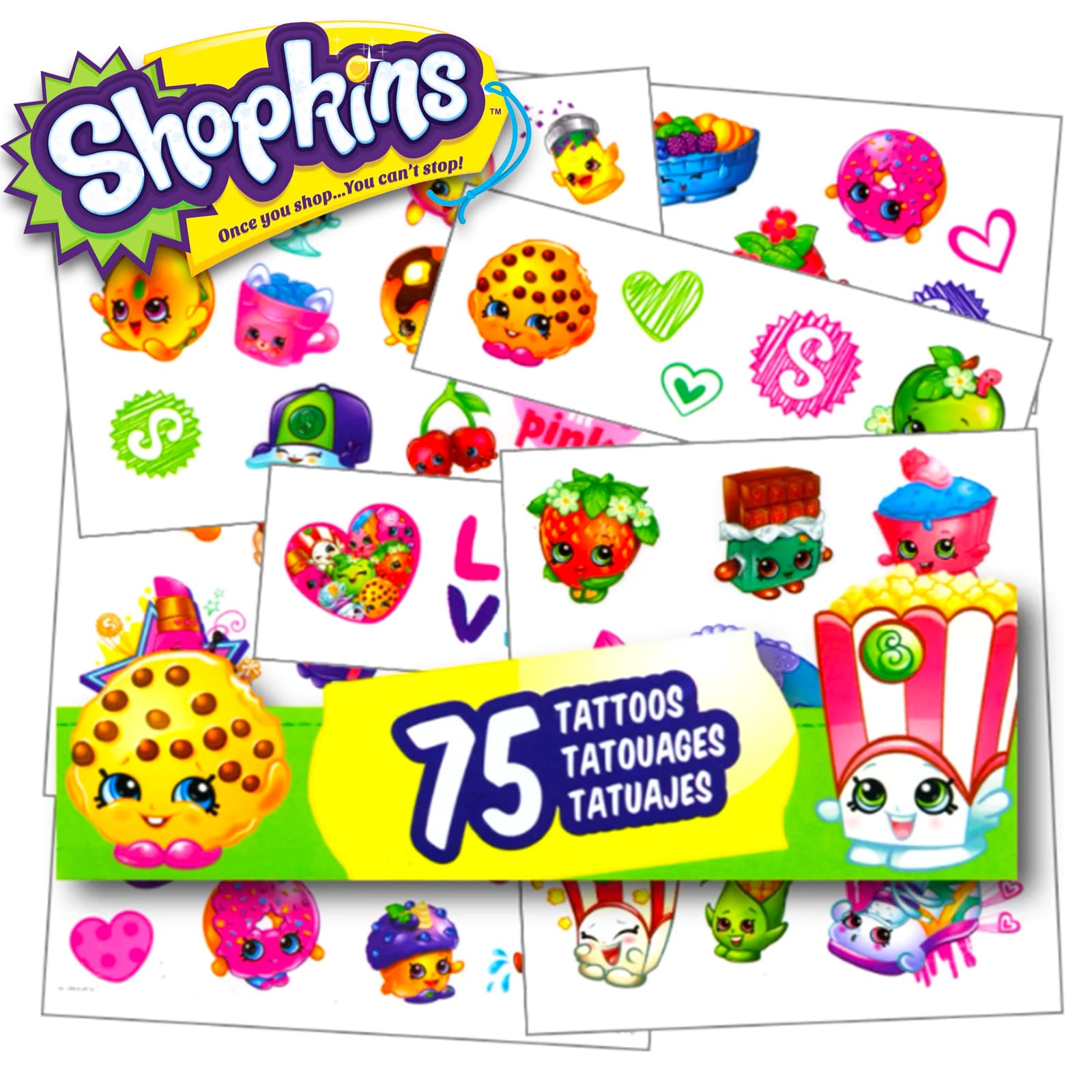 Shopkins Tattoos - 75 Assorted Temporary Tattoos