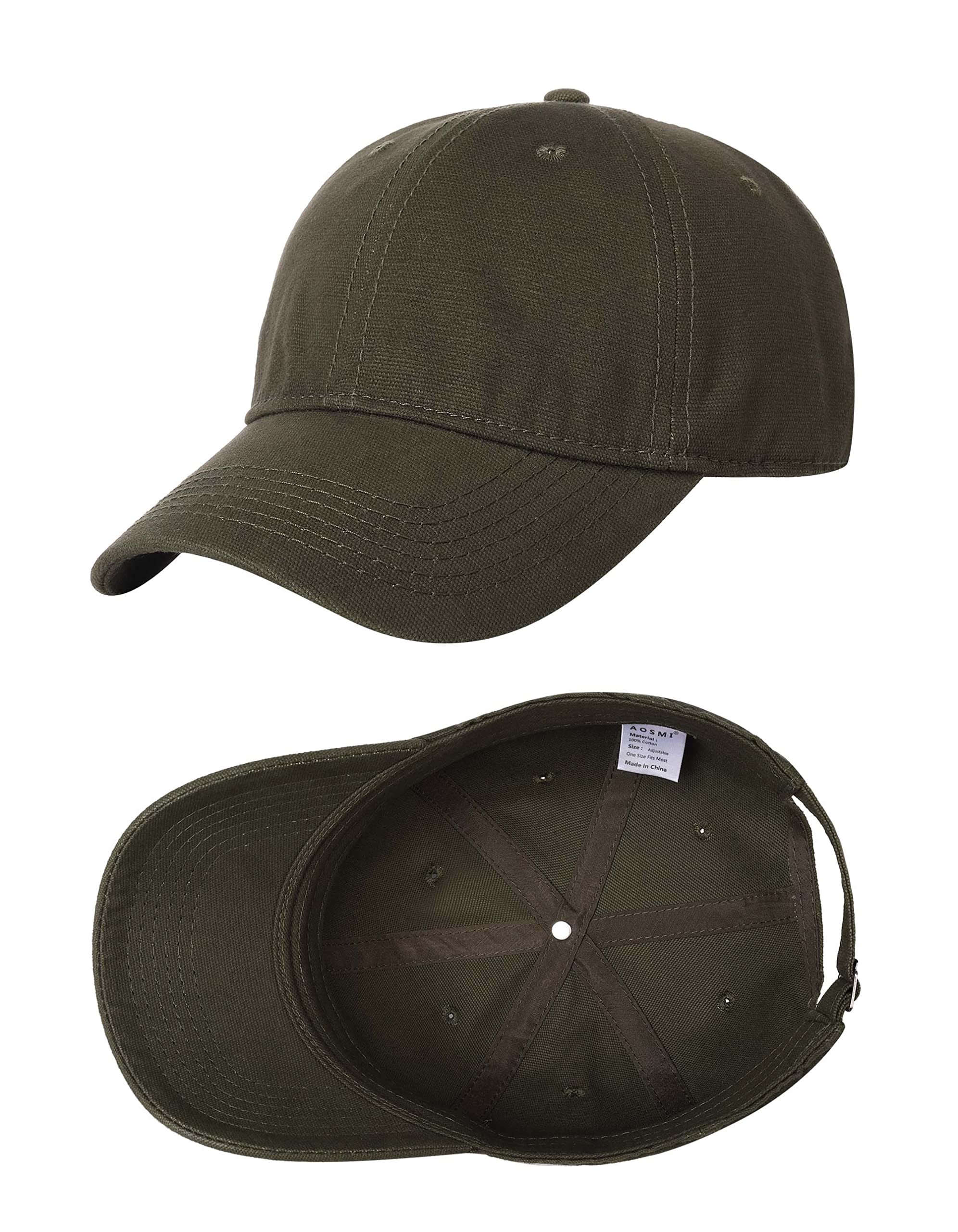 AOMSI Premium Unstructured Soft Cotton Canvas Baseball Cap Casual Dad Hat, Clean Ball Caps Adjustable for Men Women Olive
