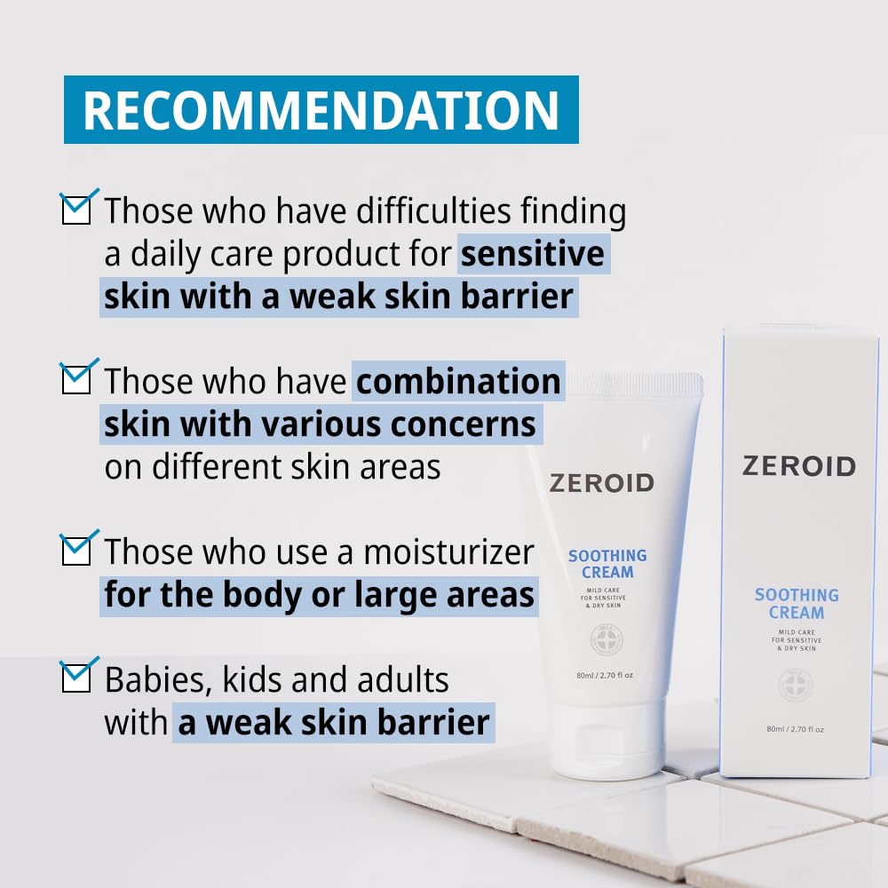 ZEROID Soothing Cream | Korean Dermocosmetic | Soothing | Calming | 2.7 Fl Oz (80ml)