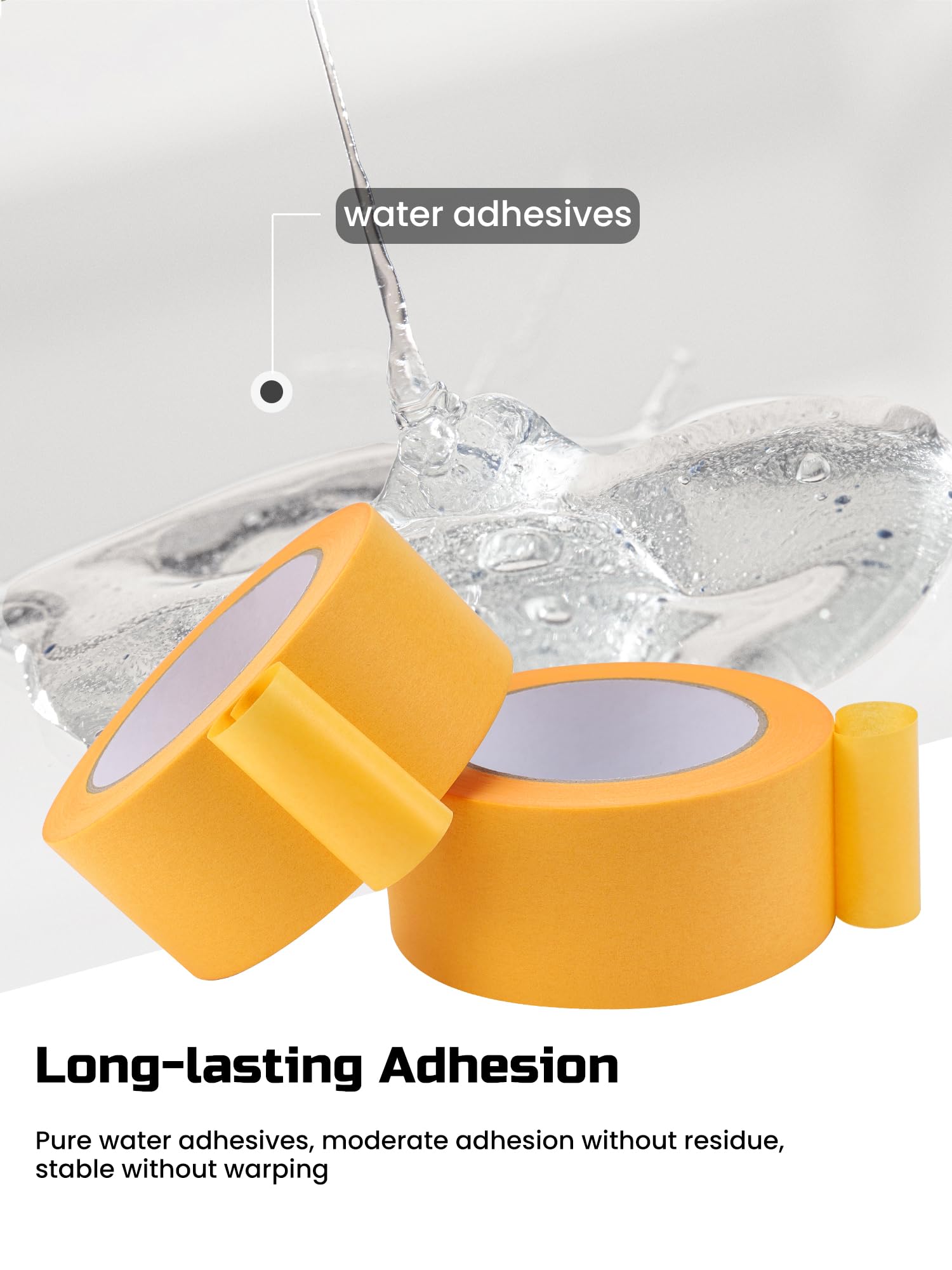 Lichamp 2 Pack 2 inch Yellow Painters Tape, Orange Masking Tape, 1.9 inch x 55 Yard x 2 roll, 0220YL(Total 110 Yards)
