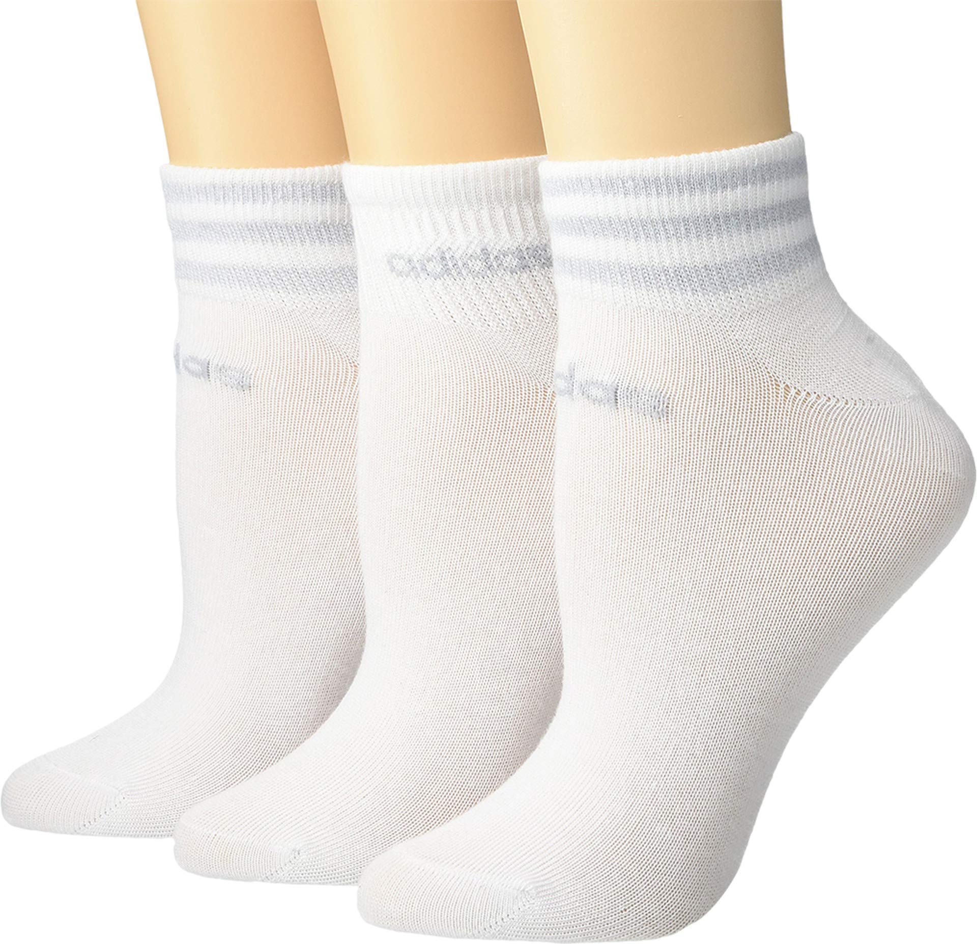 adidas Women's 3-Stripe 3-Pack Low Cut, White/White-Clear Onix Marl/Clear Onix, Medium