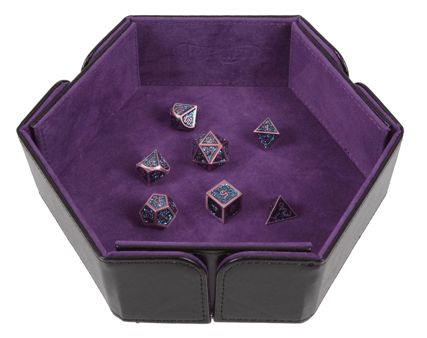 Forged Dice Co. 6.5 Inch Magnetic Folding Dice Tray - Portable Folding Dice Rolling Tray for use as DND Dice Tray D&D Dice Tray or Dice Game - Quiets Rolling Metal Dice and Folds Flat - Purple