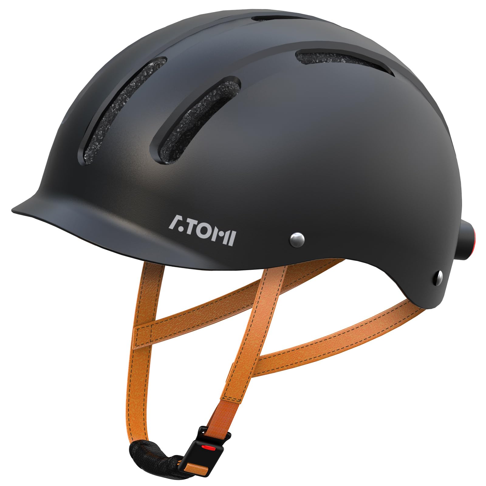 Atomi Bike Helmet - Rechargeable Back LED Helmet Light - CPSC Certified Bicycle Helmet - Electric Scooter Helmets for Adults with Adjustable Strap - Bright Lights Get Noticed