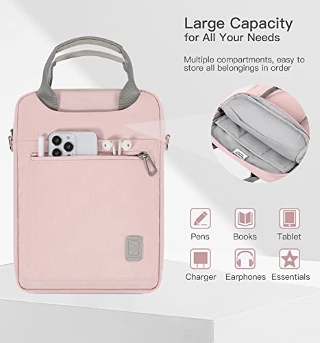 Dadanism 9-11" Tablet Sleeve Carrying Bag with Shoulder Strap for iPad 10th Gen 10.9, iPad 9/8/7th Gen 10.2, iPad Air 11", iPad Pro 11 M4 M2 2024, iPad Air5/4 10.9, Galaxy Tab A9+ Plus 11"/S9 FE, Pink