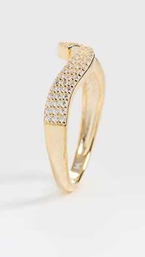 ADINA EDEN Women's Pave Wave Open Ring, Gold, 7