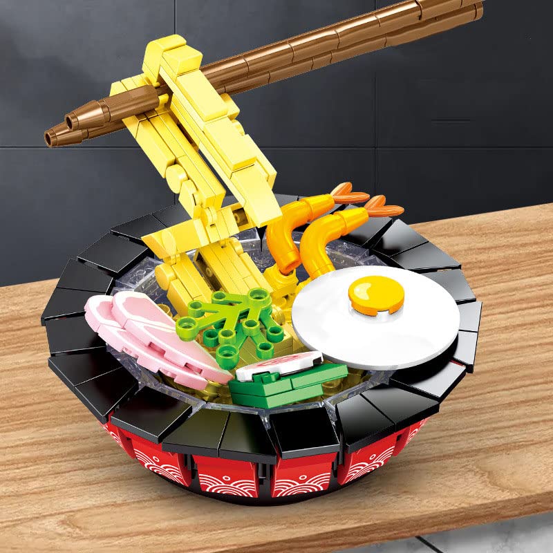 ANGFJ Ramen Building Kit,Japanese Food Lamian Noodles Building Blocks Model Set, Compatible with Main Brand Blocks (372 PCS)