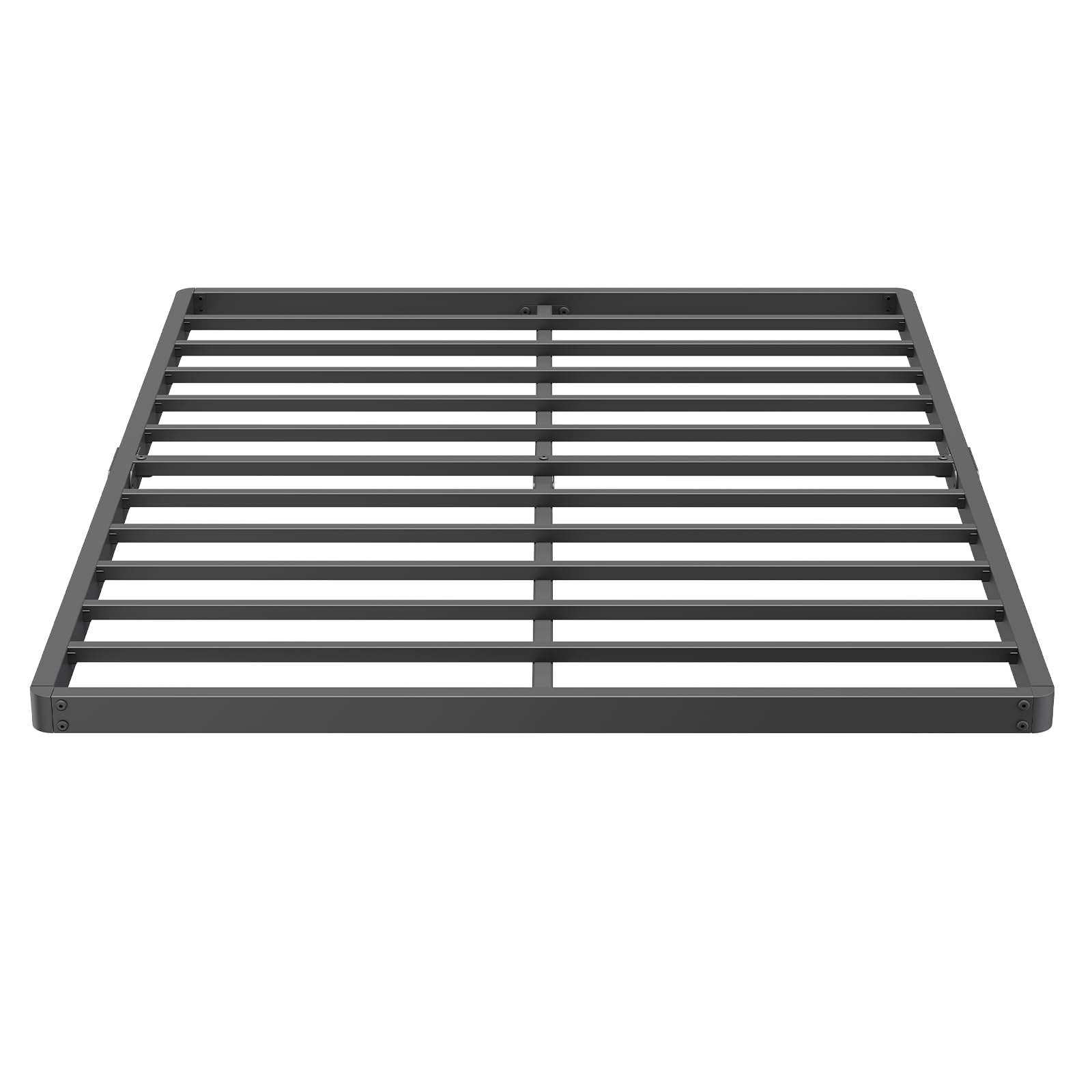 Bednowitz 2 Inch High Queen Box-Spring with Steel Slats, Quick Lock Queen Bunkie-Board Only, Low Metal Frame Bed-Slat Replacement, Noise Free Mattress Surpoort Base, Black