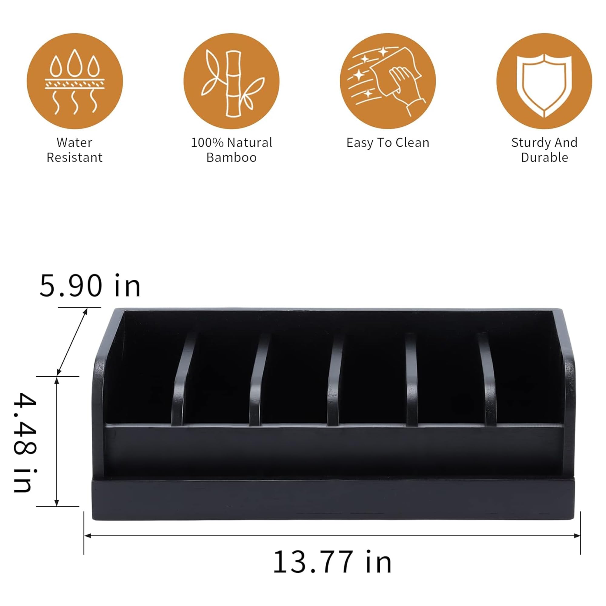 MinBoo Bamboo Belt Organizer Box,6 Grids Belt Rack for Closet and Drawer, Belt Storage Organizer and Displayer for Men Women